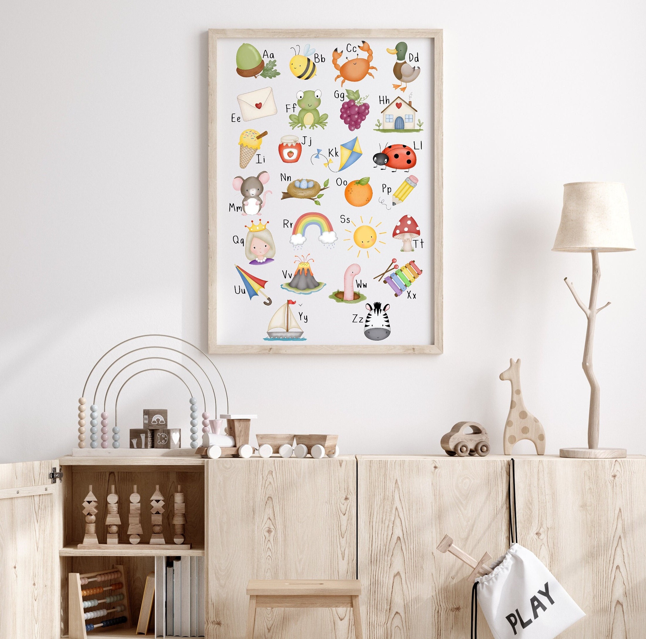 ABC Chart Print, Educational, Wall Art, Children's Print, Playroom ...