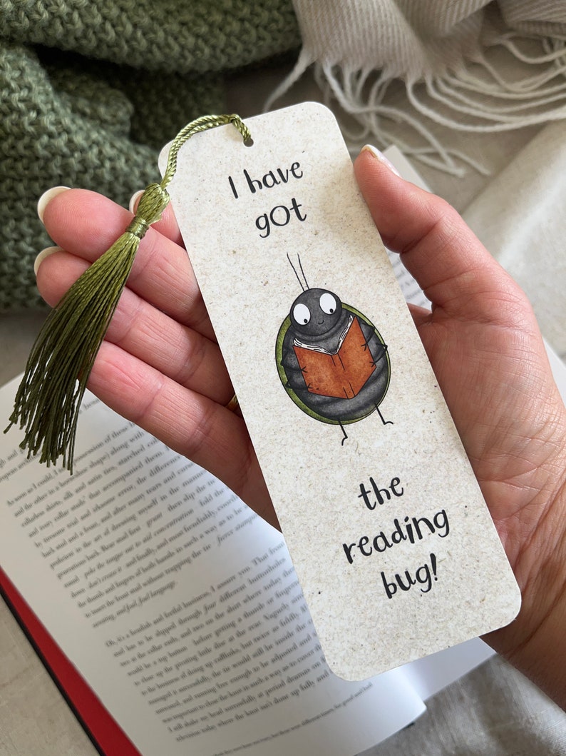 Reading Bug Bookmark - Illustration Bookmark, Reading Lovers Gift, Cute ...