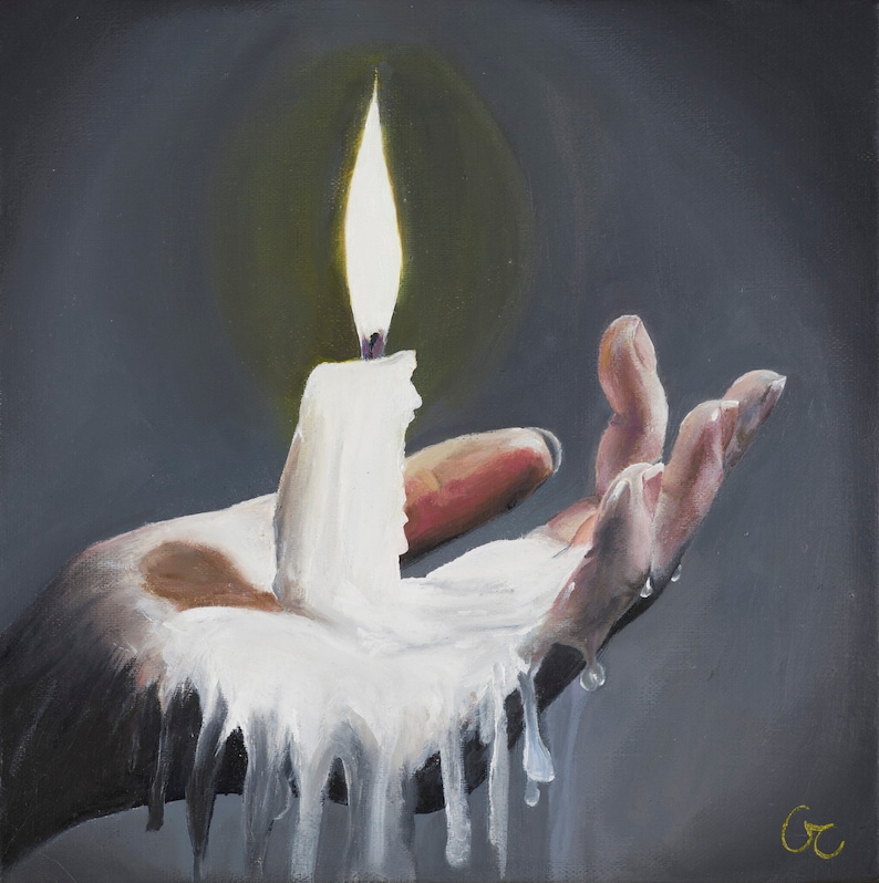 Light of the World - Fine Art of a Hand Holding a Candle - Wall Art Oil ...
