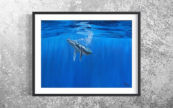 WHALE CALF TONGA Humpback Whale Oil Painting Wall Art - Etsy