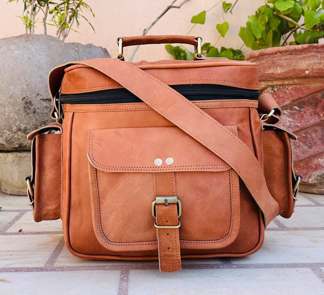 Personalized Leather Camera Bag, Leather Satchel DSLR Genuine Leather ...