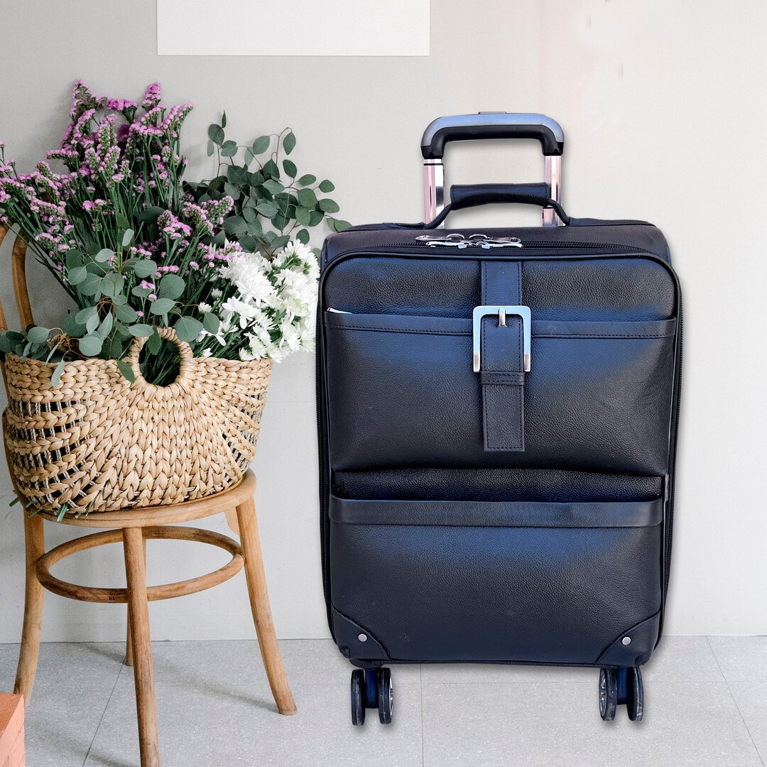 Leather Rolling Suitcase: 4-wheel Spinner Carry-on Luggage - Etsy
