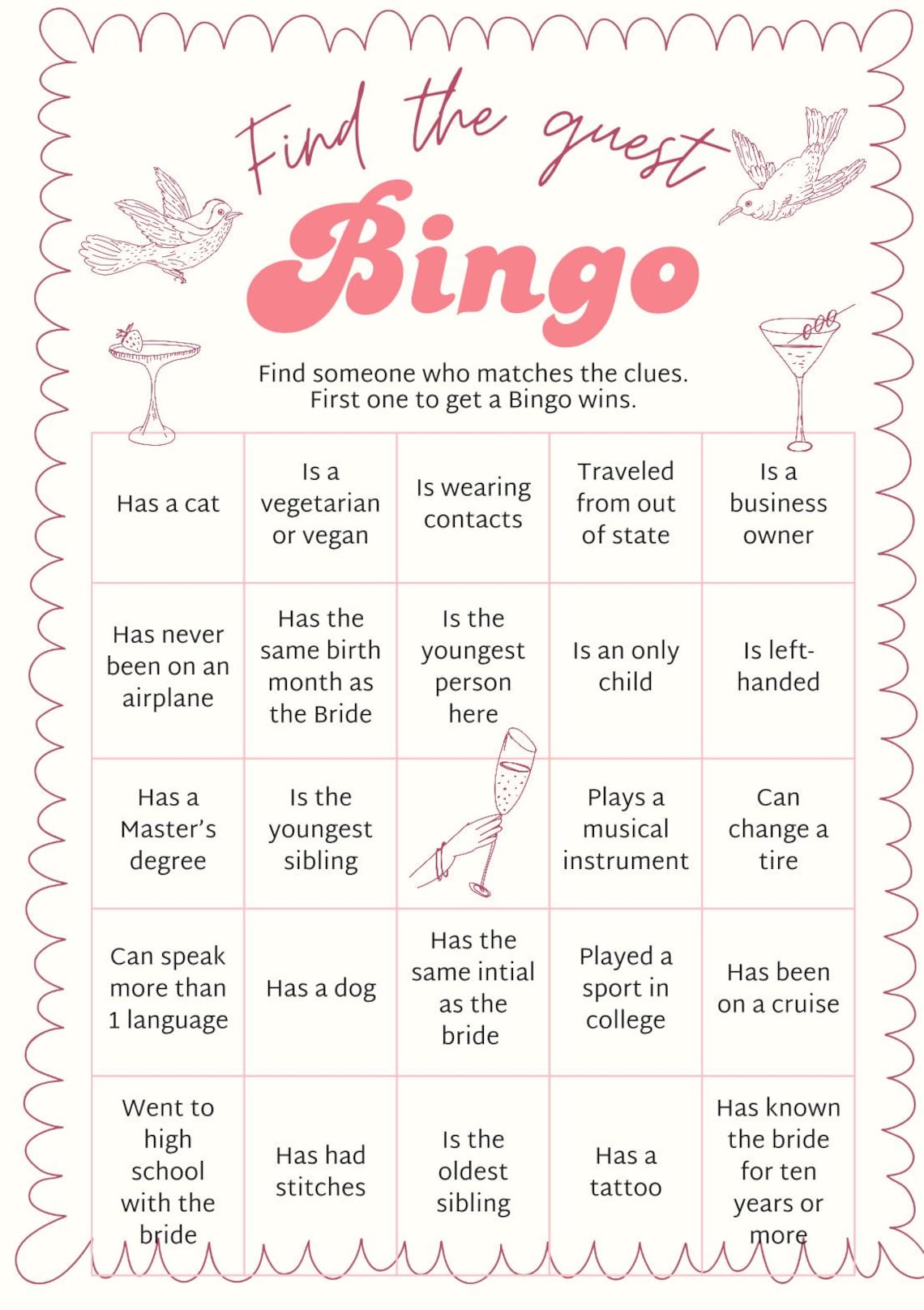 Find the Guest Bingo Cards - Etsy