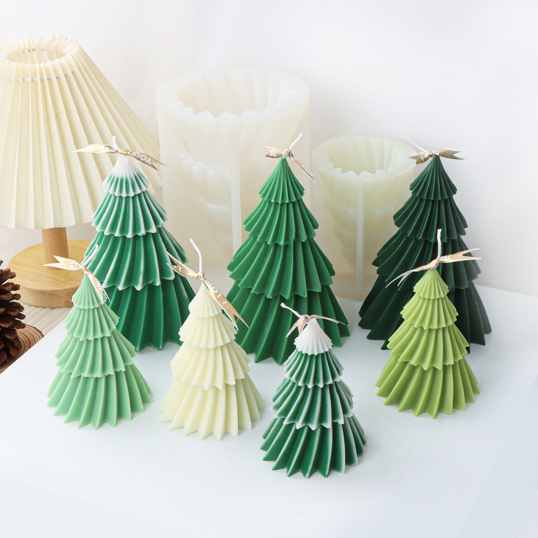 Geometric Christmas Tree Mold, Silicone 1 Cavity Fir Tree Candle Mould ...