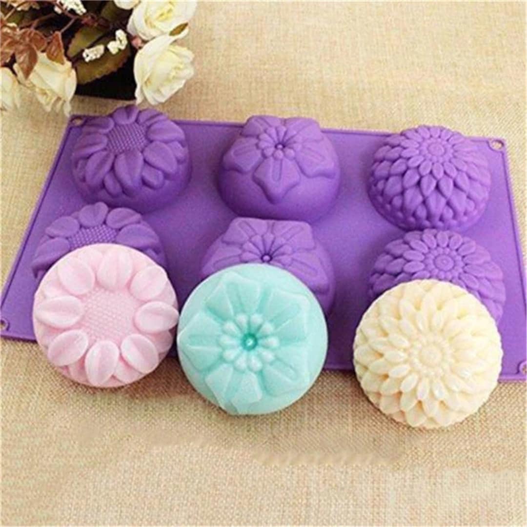 Flower Soap Mold, DIY Handmade Soap Making, 6 Cavity Mould, Silicone ...