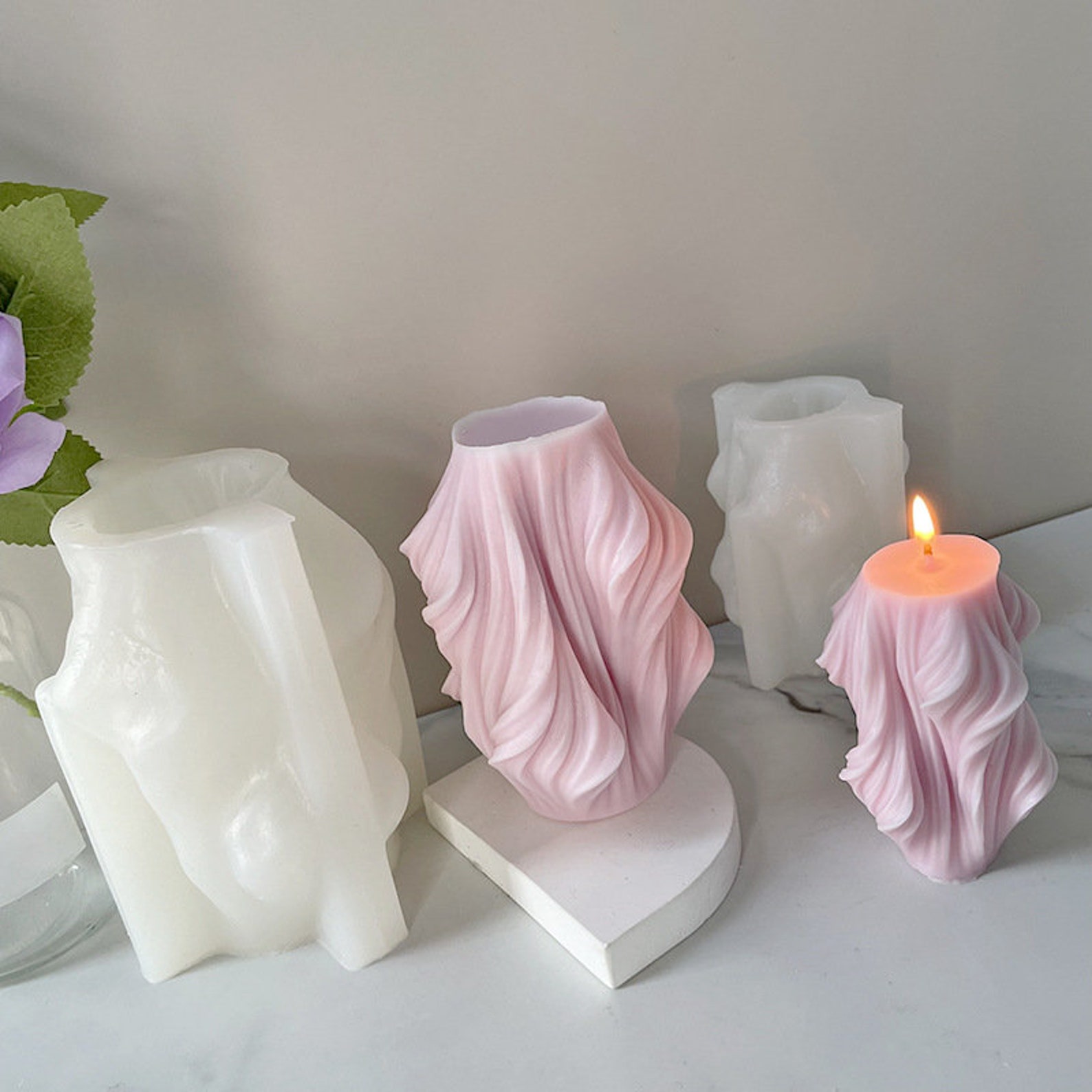 Geometric Candle Mold, Silicone 1 Cavity Irregular Wave Pattern Candle ...