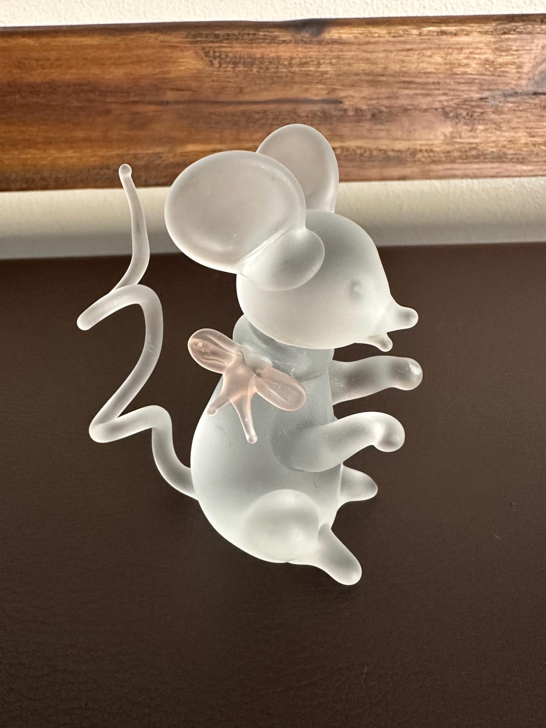 Vintage Clear Frosted Glass Mouse Figurine UV Reactive - Etsy