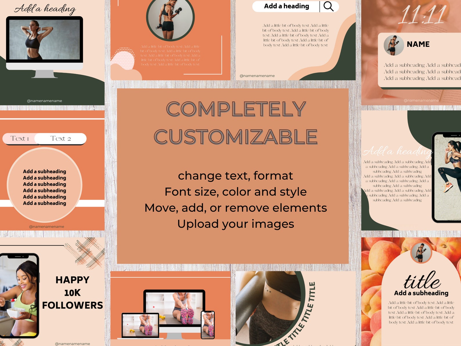 Peach Themed Customizable Canva Instagram Templates for - Etsy