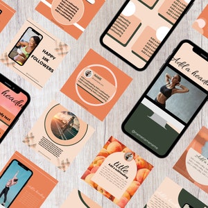 Peach Themed Customizable Canva Instagram Templates for - Etsy