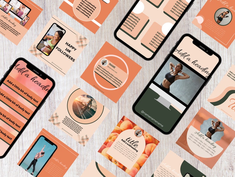 Peach Themed Customizable Canva Instagram Templates for - Etsy
