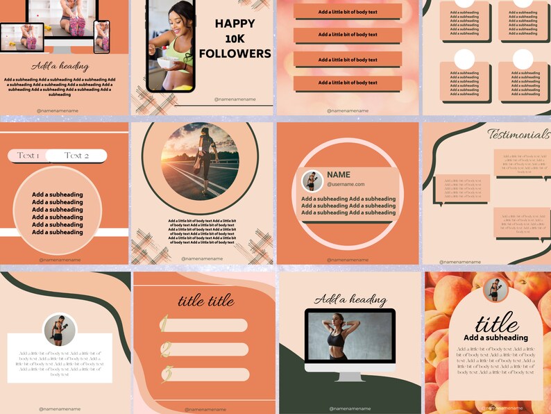 Peach Themed Customizable Canva Instagram Templates for - Etsy