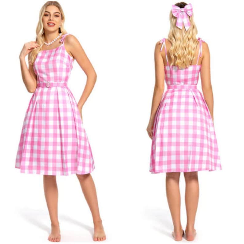 Barbie Pink Gingham Dress Margot Robbie Costume Barbie the - Etsy Canada Barbie Pink Gingham Dress Margot Robbie Costume Barbie the - Etsy Canada