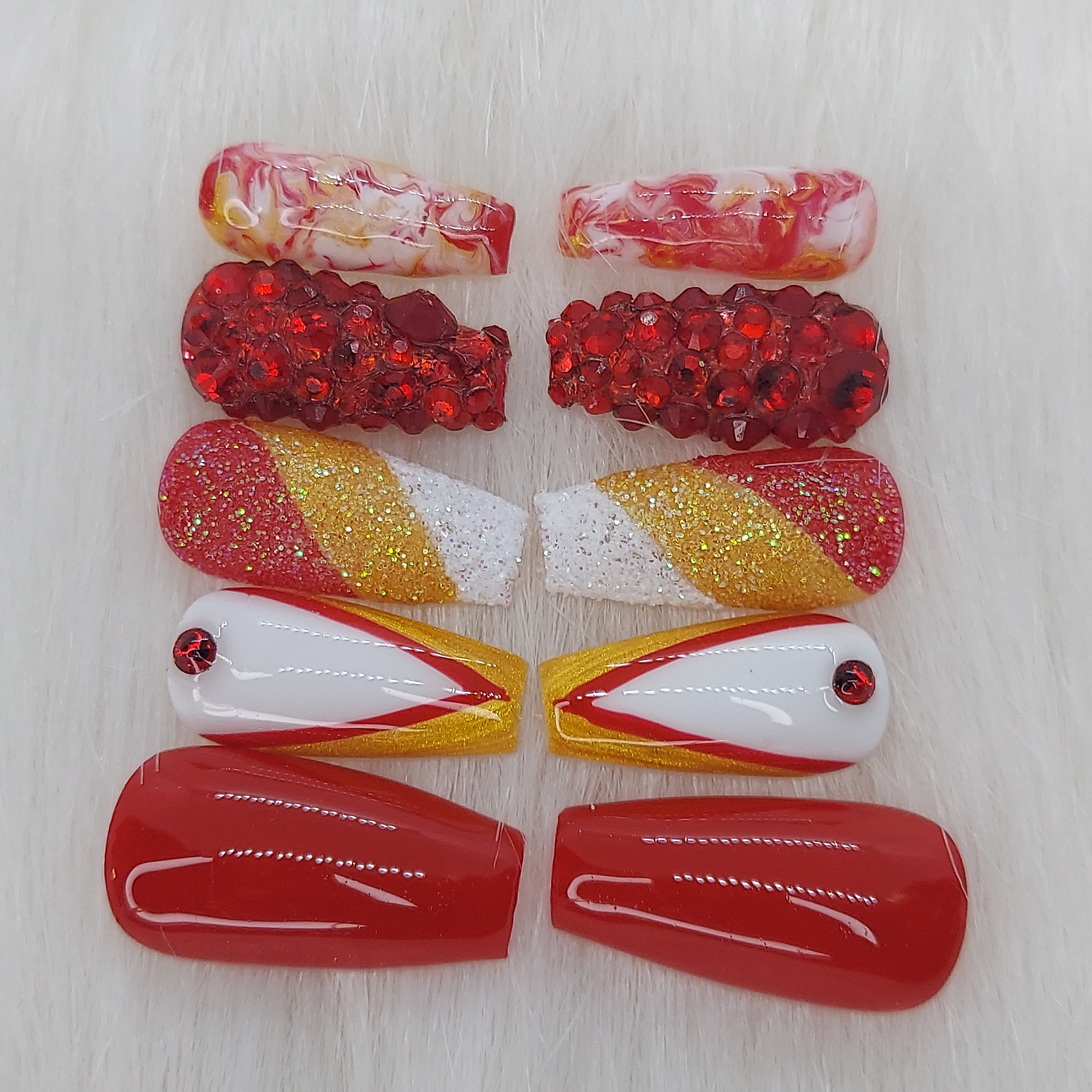 Kansas City Chiefs Colors Inspired Football Sugared Marble Rhinestone ...