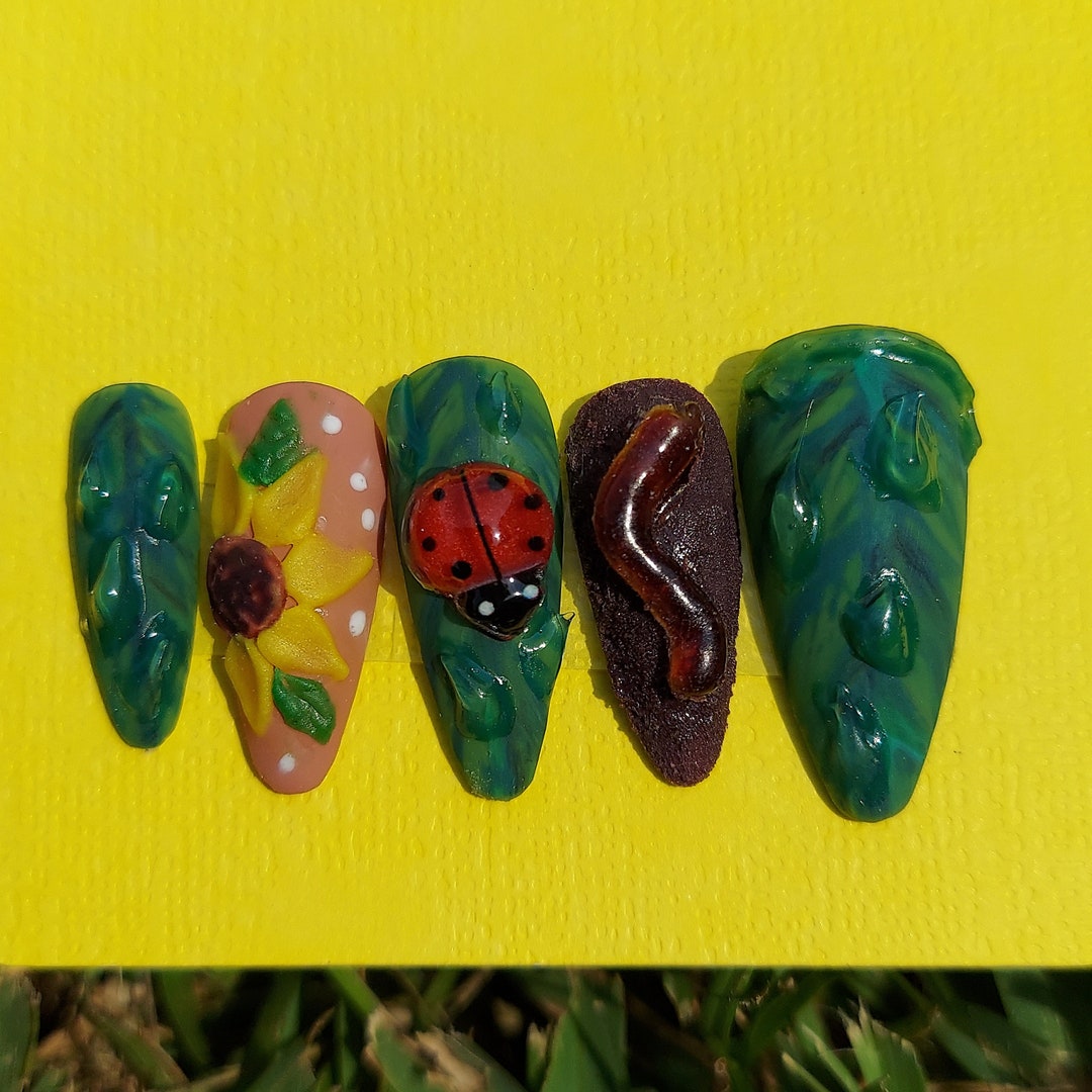 Bug Nails Insect Garden Theme Party Bug Wedding Ladybug Kawaii Nails ...
