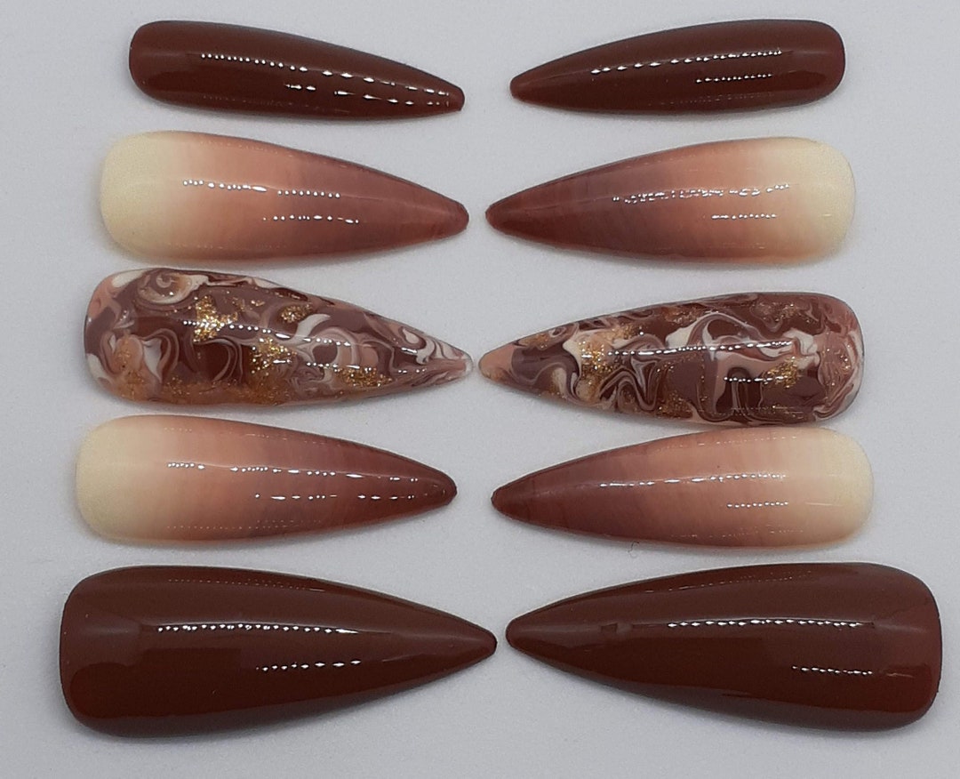 Coffee Nails Mocha Brown Nails Coffee House Lover Coffee Gift Brown and ...