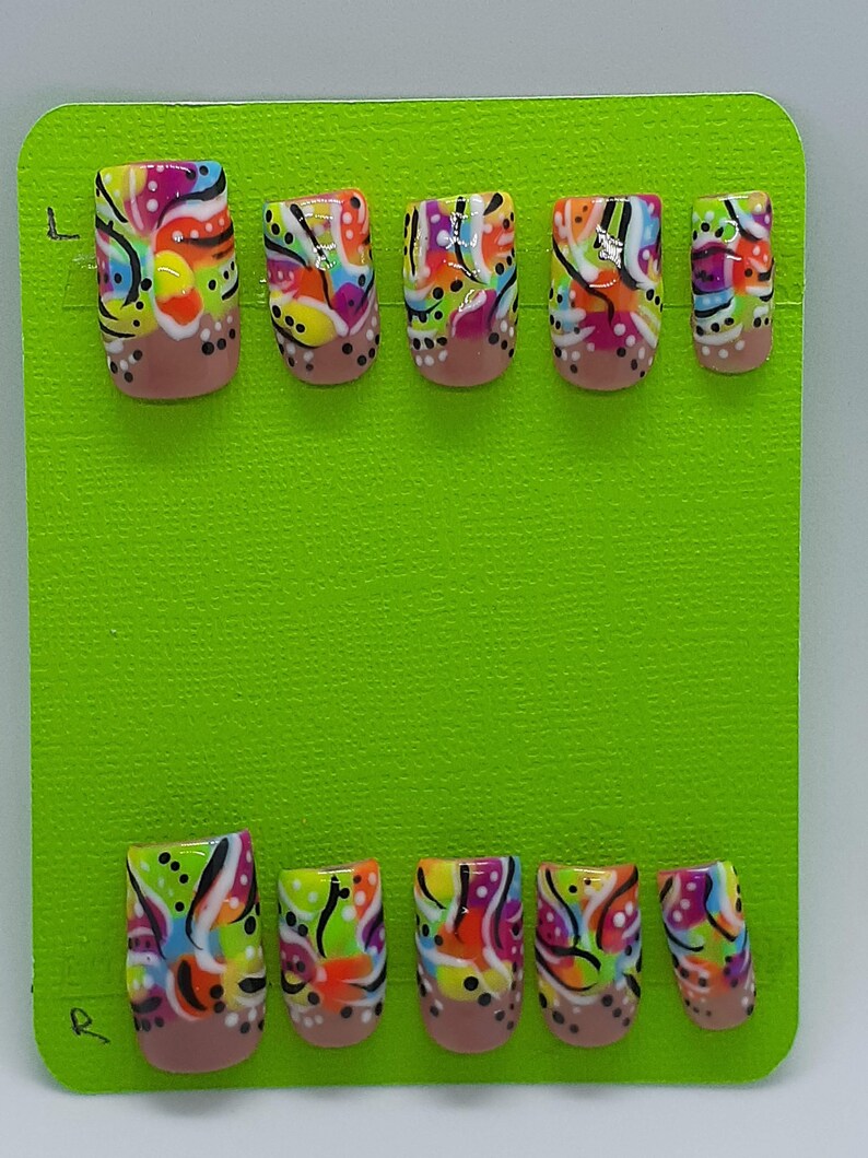 Freaknik Nails 90s Nails Rainbow Nails Retro Nails Neon Nails Unique ...