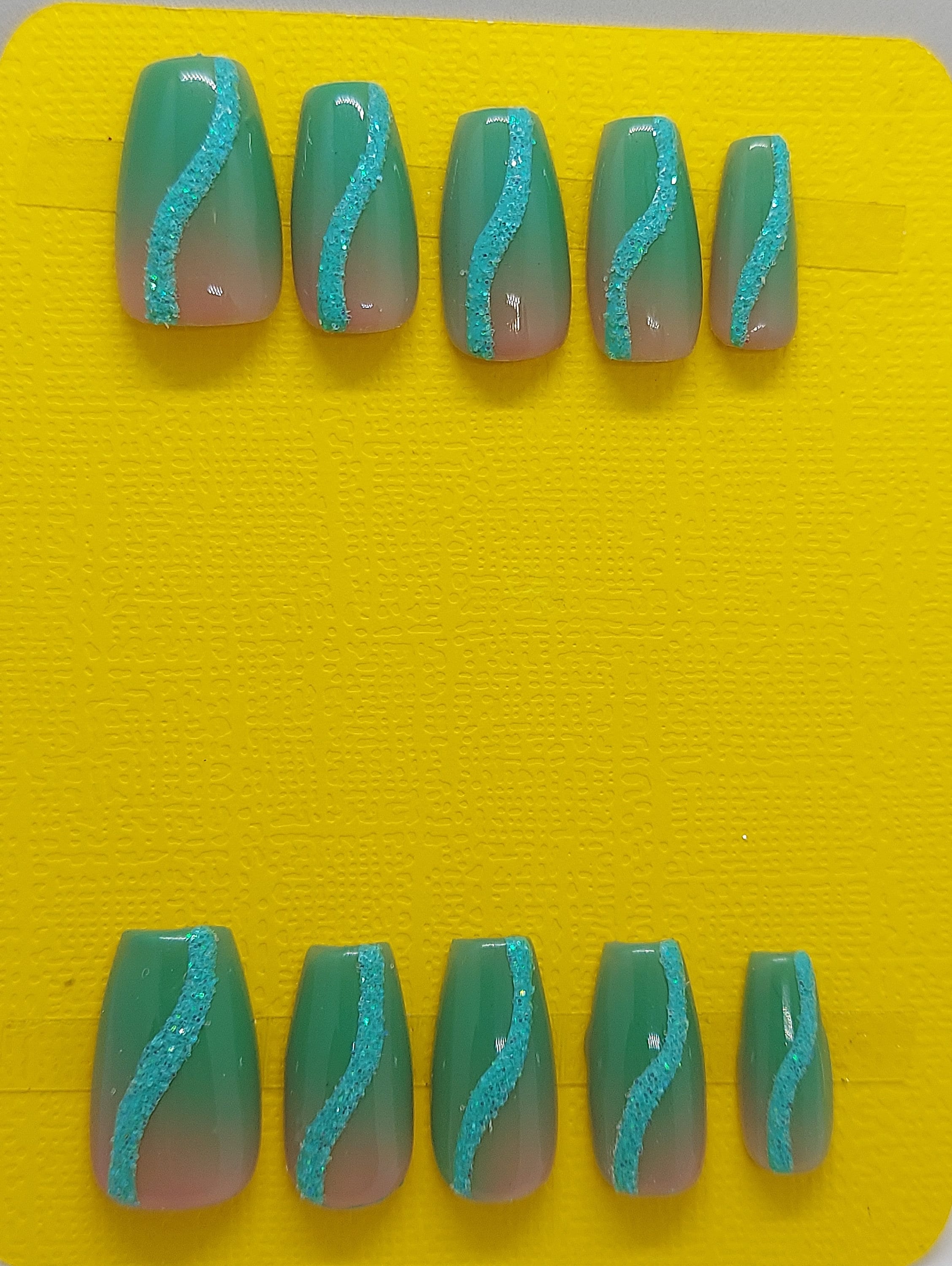 Spring Nails Pastel Color Nails Turquoise Teal Green Press on - Etsy