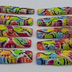 Freaknik Nails| 90s Nails| Rainbow Nails| Retro Nails| Neon Nails ...