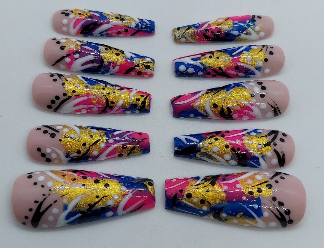 Freaknik Nails 90s Nails Rainbow Nails Retro Nails Neon Nails Unique ...