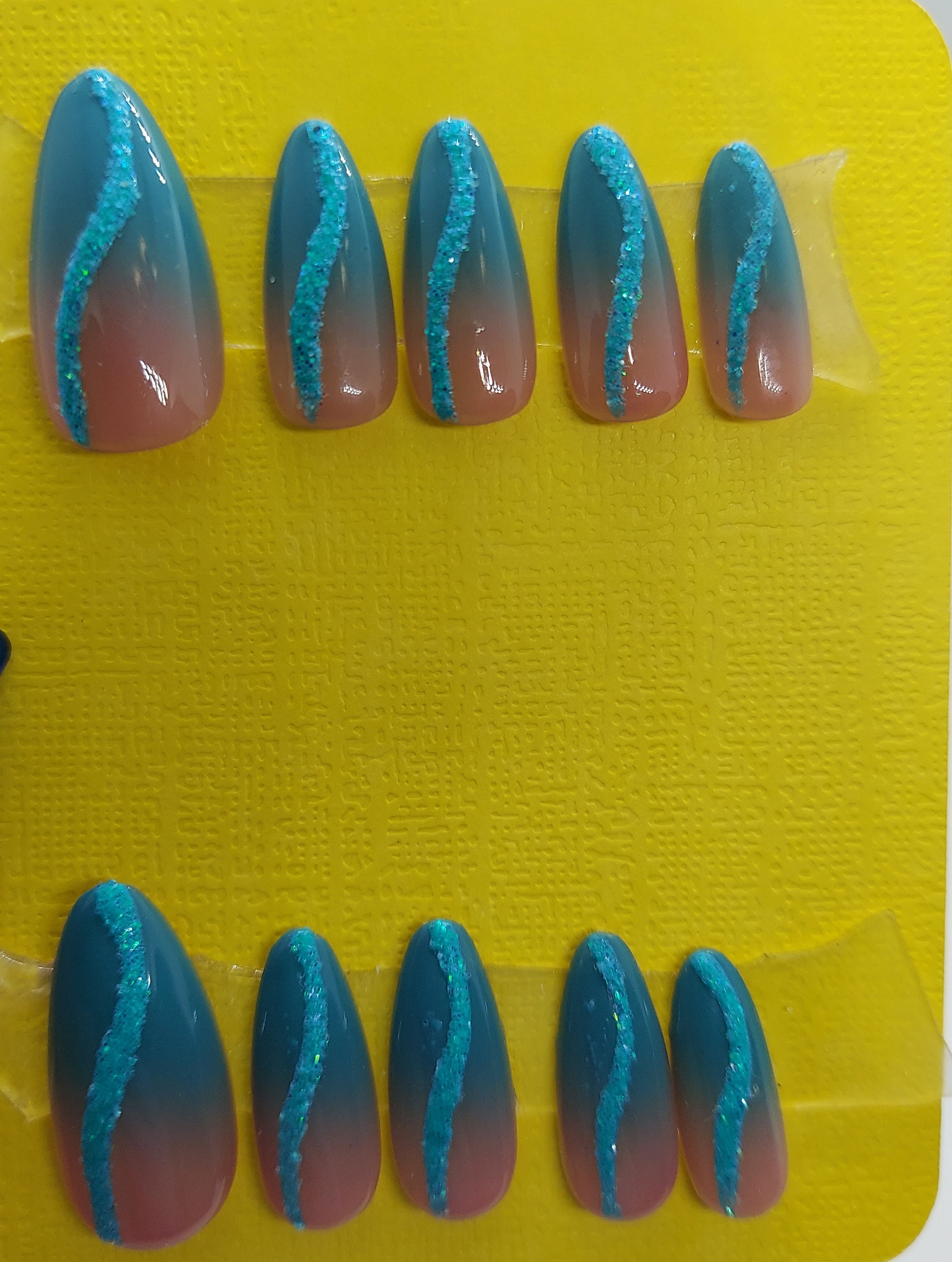 Spring Nails Pastel Color Nails Turquoise Teal Green Press on - Etsy