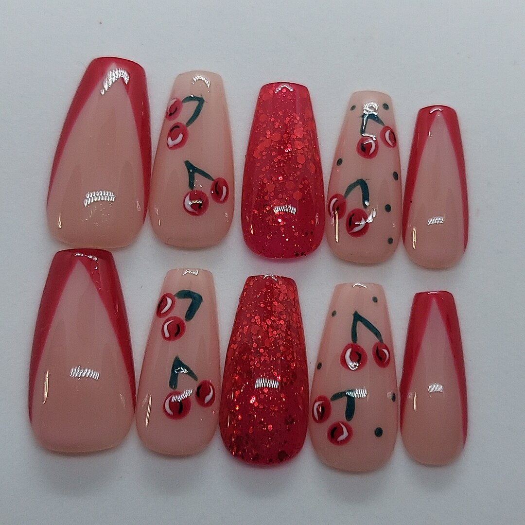 Red French Nails Cherry Nails Red Nails for Wedding Spring Wedding Red ...