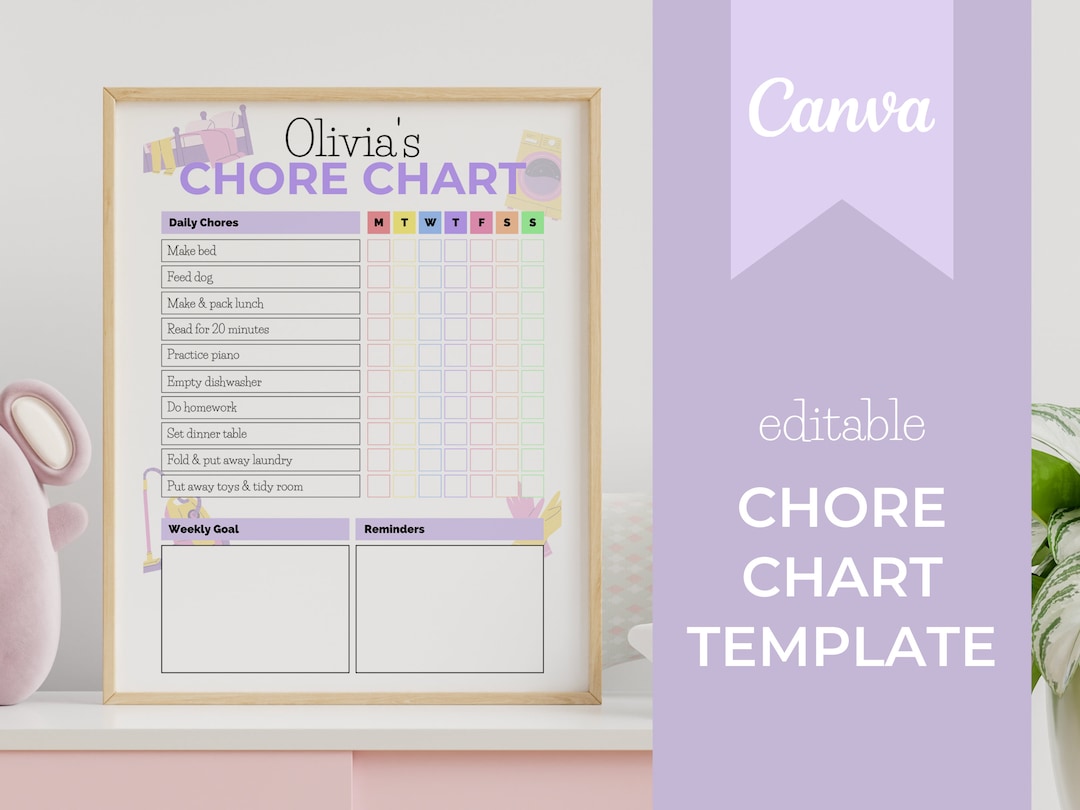 Editable Chore Chart For Kids Printable