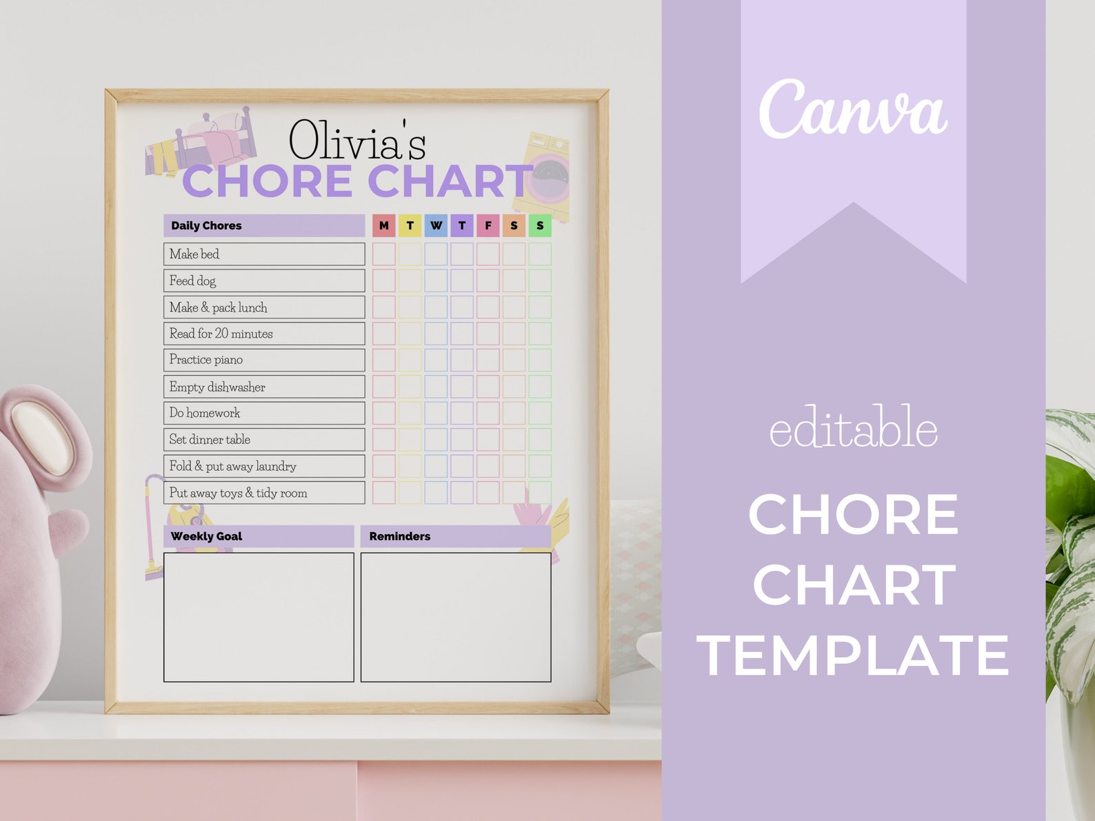 Kids Chore Chart | Editable Chore Chart Printable | Children's ...
