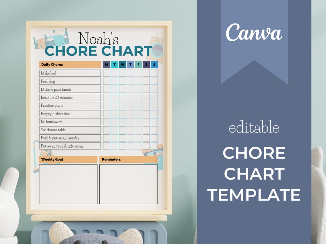 Kids Chore Chart | Editable Chore Chart Printable | Children's ...