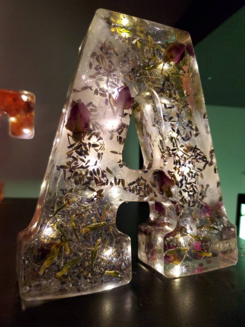 Custom LED Light Epoxy Resin Letter Dried Flowers Decor - Etsy