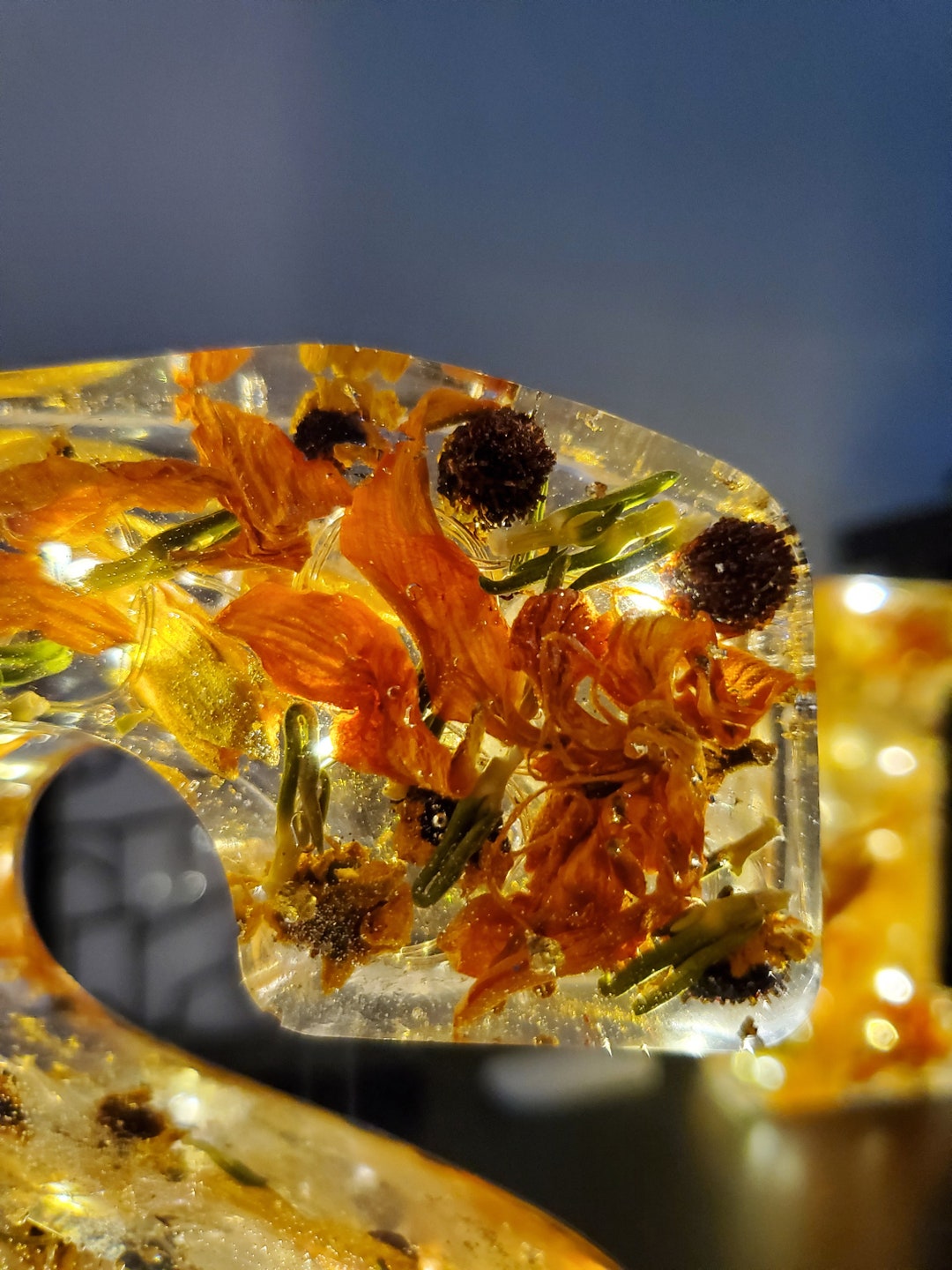 Custom LED Light Epoxy Resin Letter Dried Flowers Decor Boho Aesthetic ...