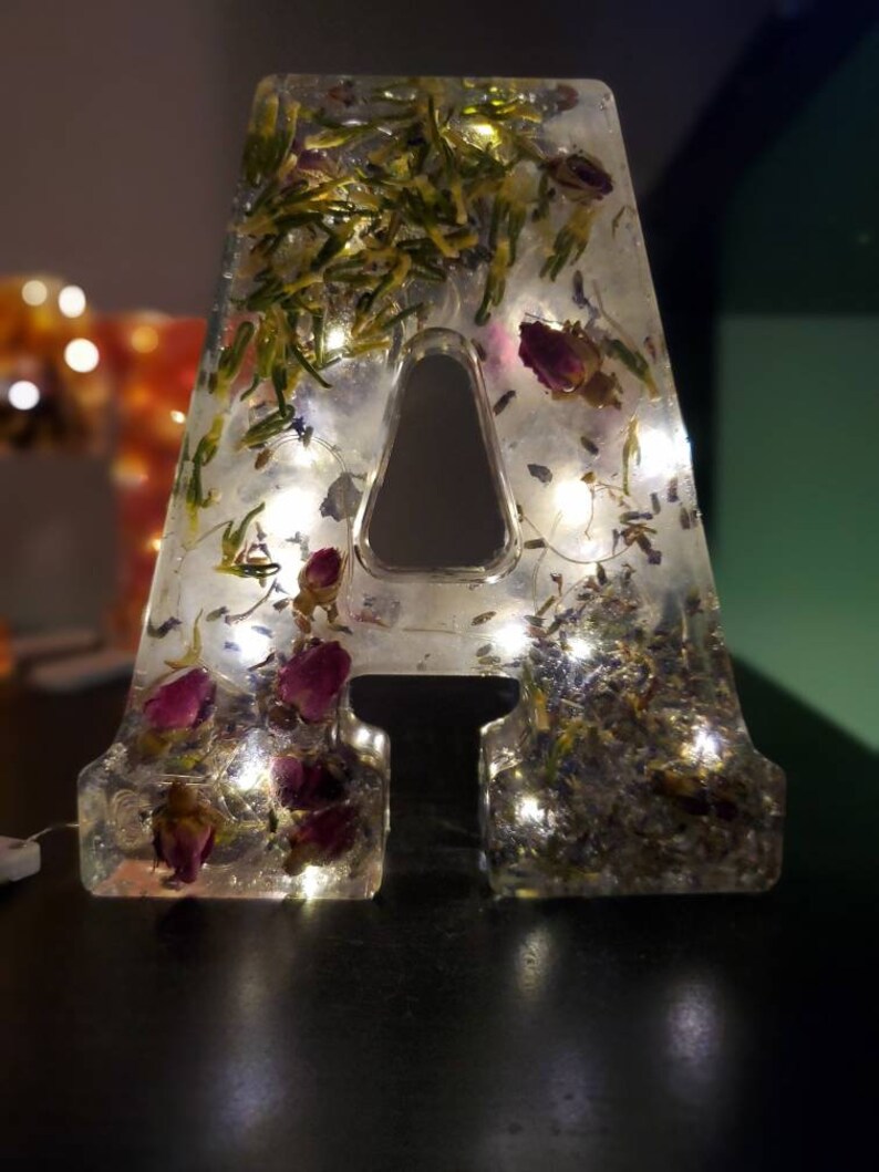 Custom LED Light Epoxy Resin Letter Dried Flowers Decor - Etsy