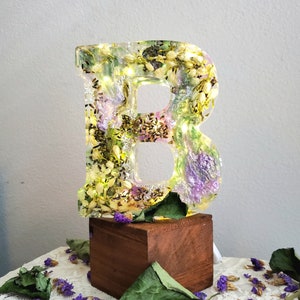 Custom LED Light Epoxy Resin Letter Handcrafted Dried Flowers Decor ...
