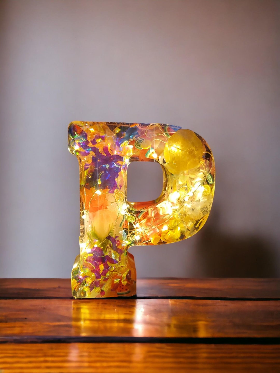 Resin Letter With LED Lights Your Keepsakes Added Dried Flowers Decor ...