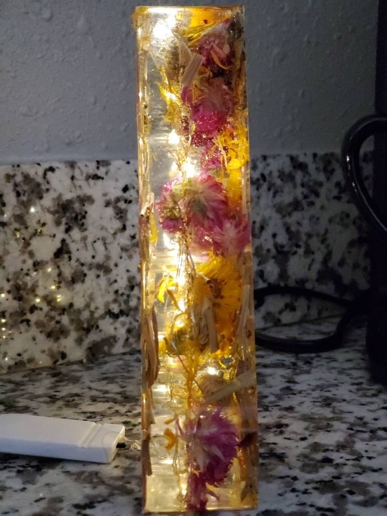 Custom LED Light Epoxy Resin Letter Dried Flowers Decor - Etsy