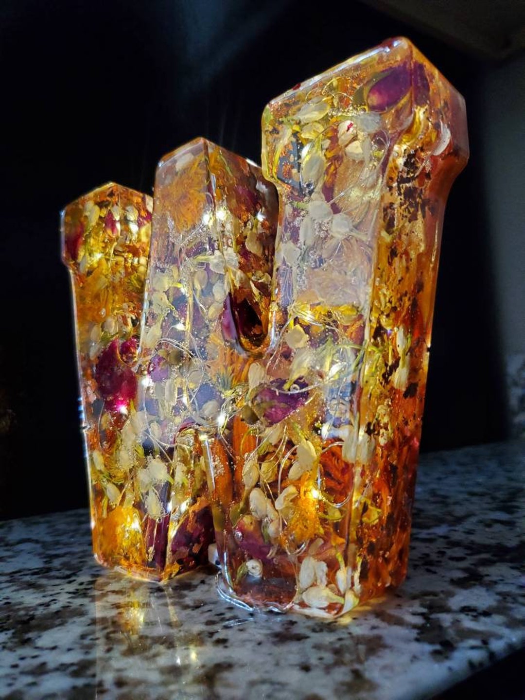 Custom LED Light Epoxy Resin Letter Dried Flowers Decor Boho Aesthetic ...