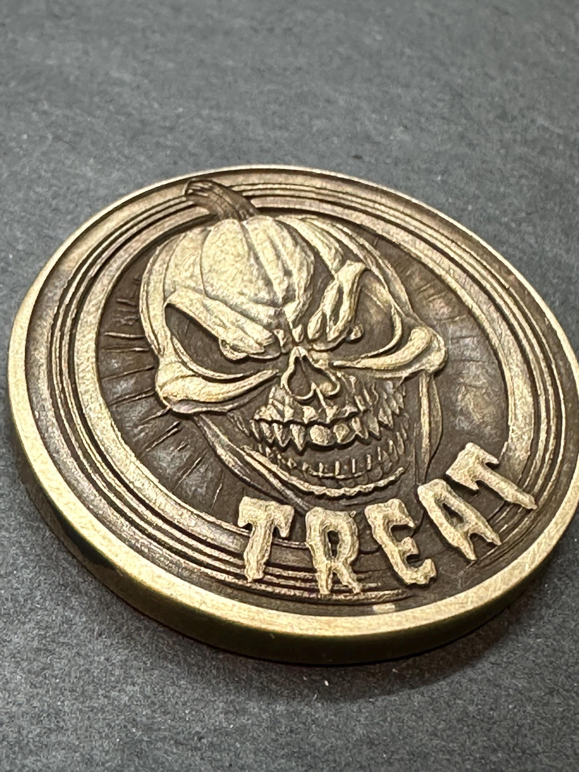 3D Laser Engraved Brass Double Sided Trick or Treat Coin - Etsy