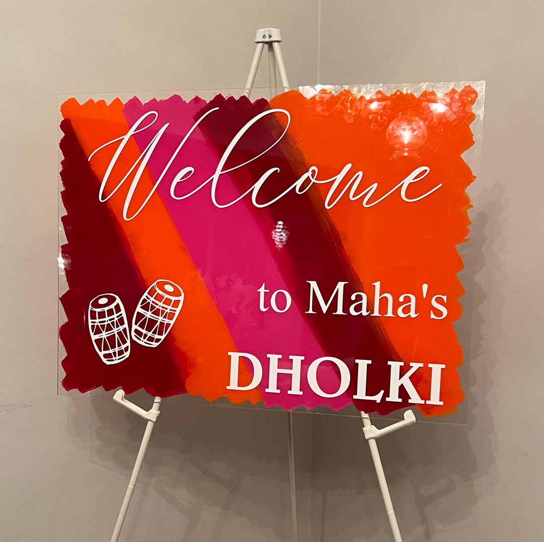 Multicolor Acrylic Wedding Welcome Sign | Custom Signage | Mehndi Sign ...