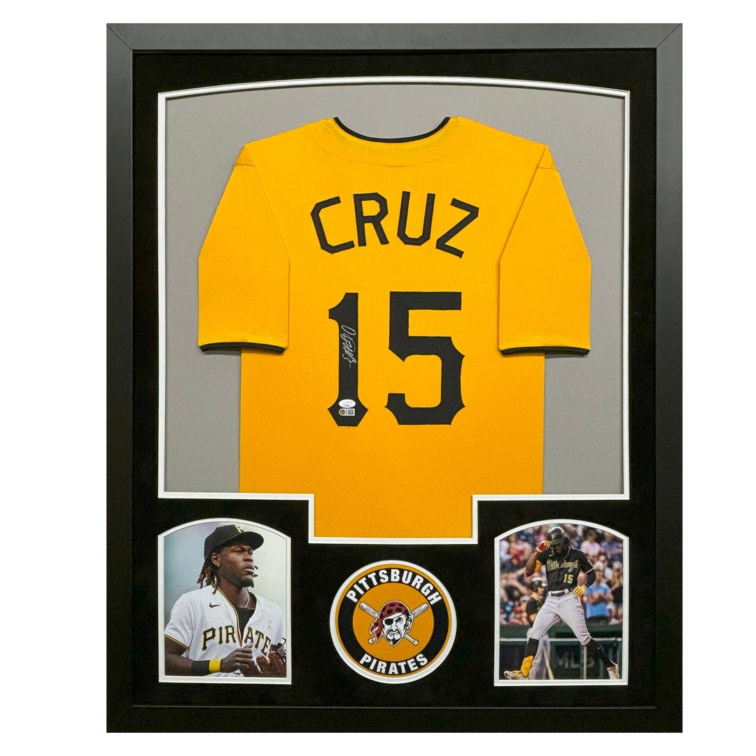 Oneil Cruz Signed Pittsburgh Yellow Custom Suede Matte Framed Baseball ...