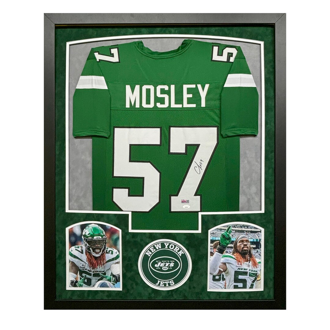C.J. Mosley Signed New York Green Custom Suede Matte Framed Football ...