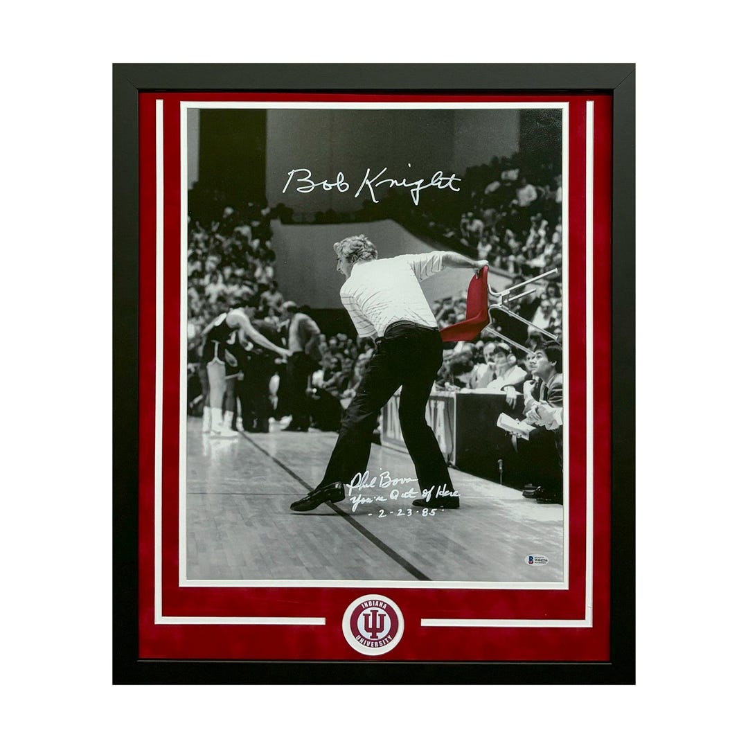 Bobby Knight & Phil Bova Dual Hand Signed Framed 16x20 Basketball Photo ...