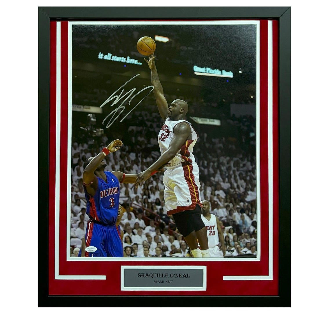 Shaquille O'neal Hand Signed & Framed Miami Heat 16x20 Photo (JSA) - Etsy