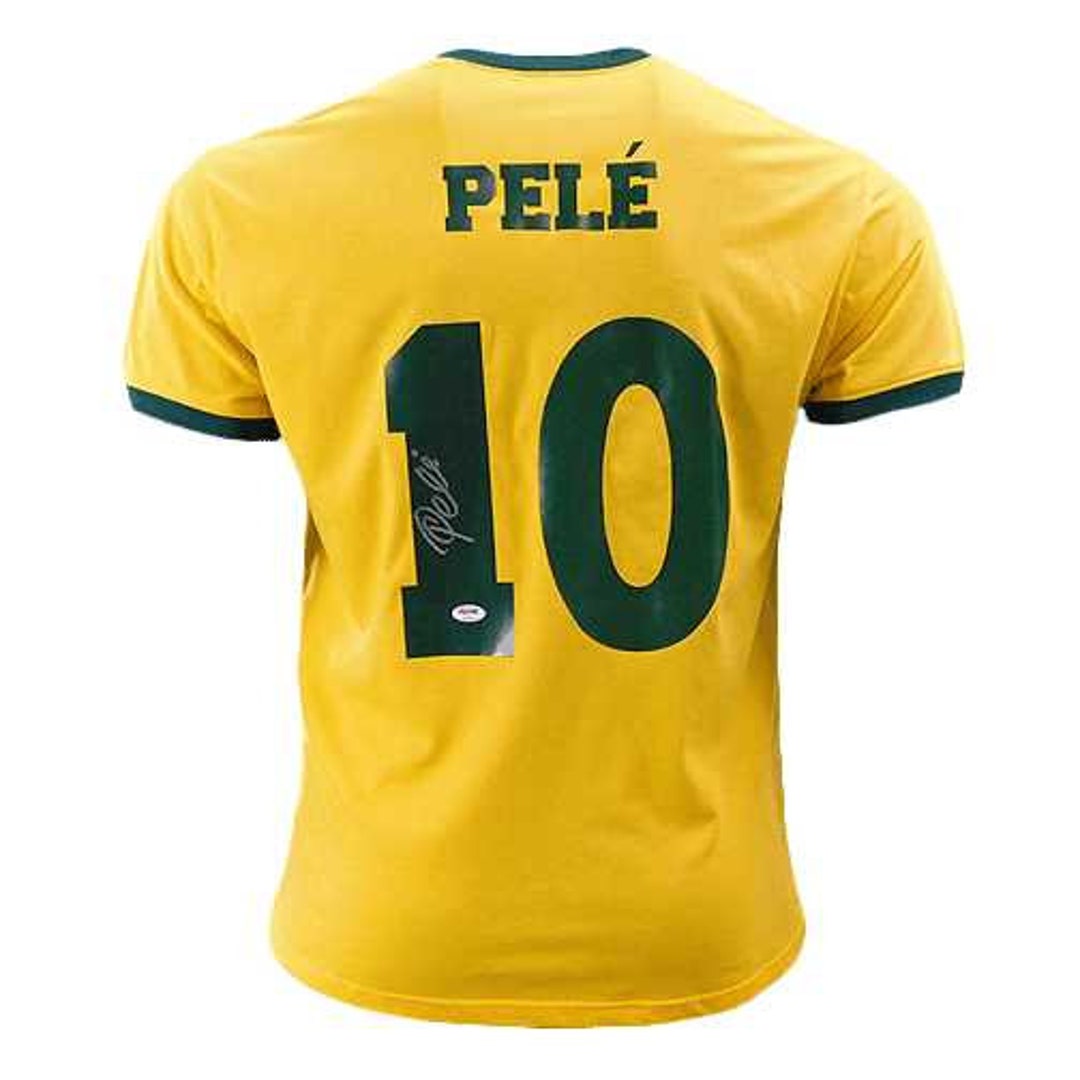 Pele Signed Brazil Yellow Soccer Jersey beckett - Etsy