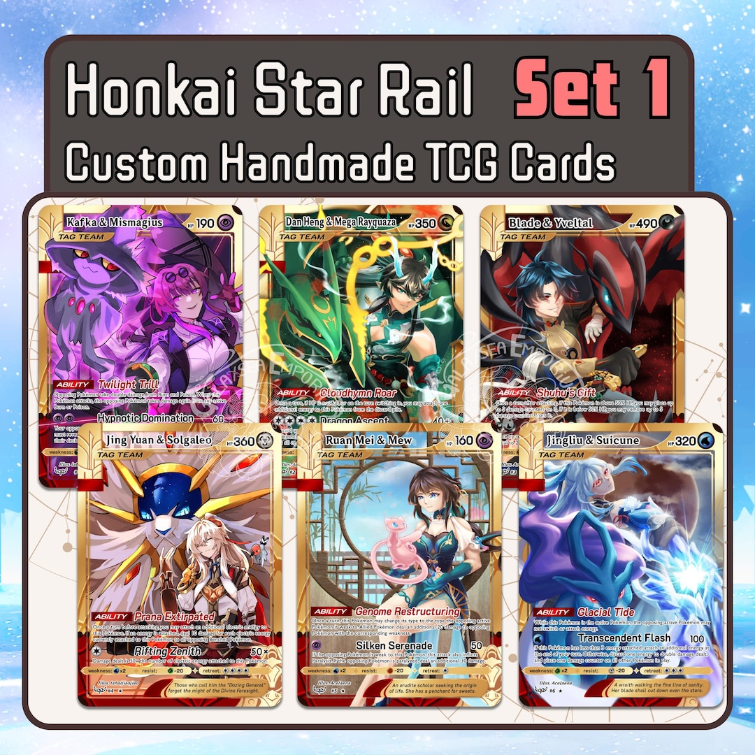 Honkai Pkmn Trainer Cards — Set 1 — UNOFFICIAL Holographic Handmade ...