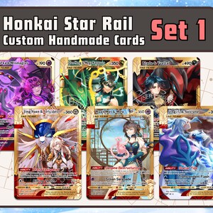 Honkai Pkmn Trainer Cards Set 1 UNOFFICIAL Holographic Handmade Pokemon ...