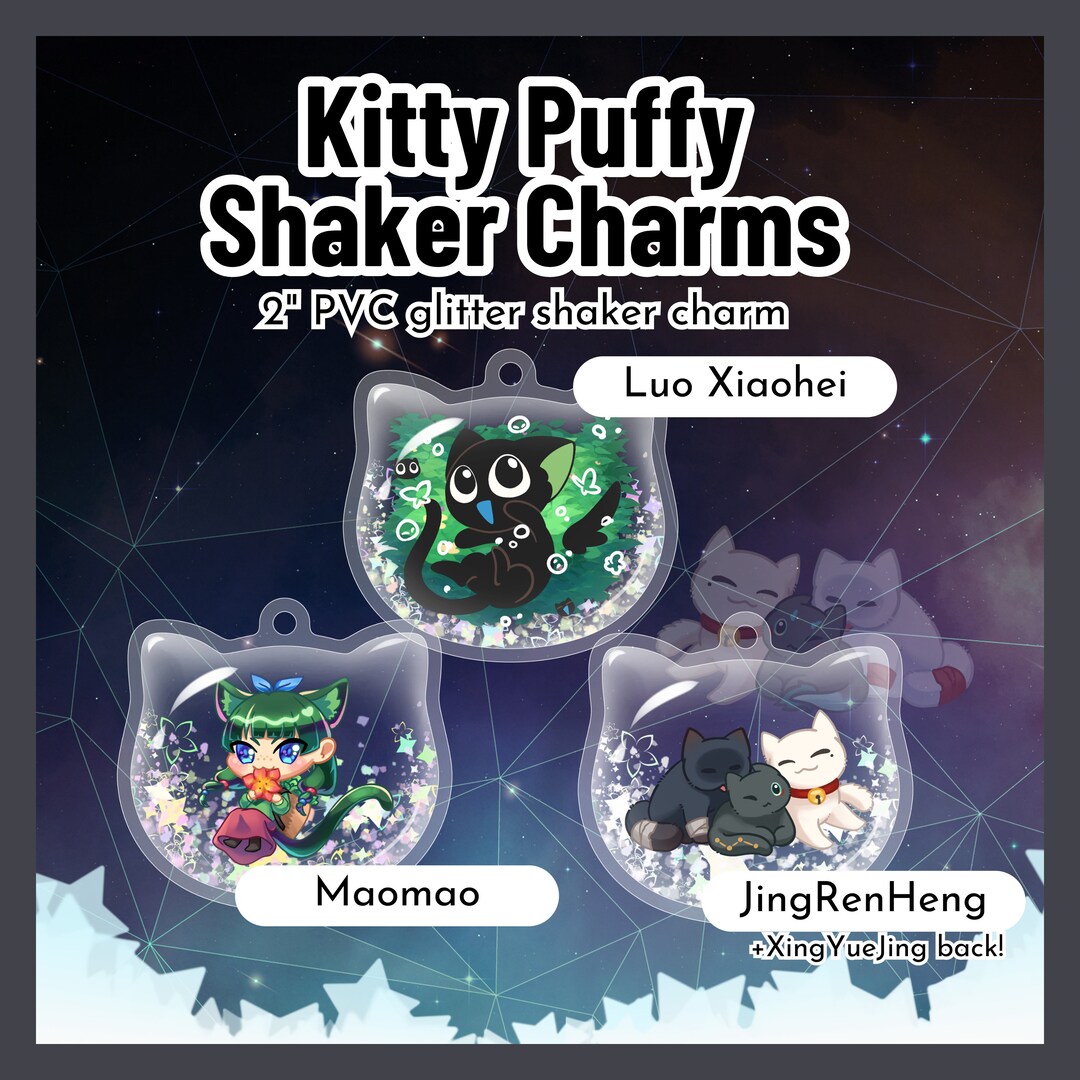 PREORDER Puffy Kitty PVC Glitter Shaker Keychain Jingrenheng Luo ...