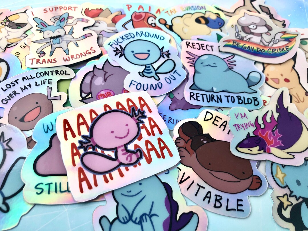 Pkmon Shitpost Stickers Funny Holographic Waterproof Stationery ...