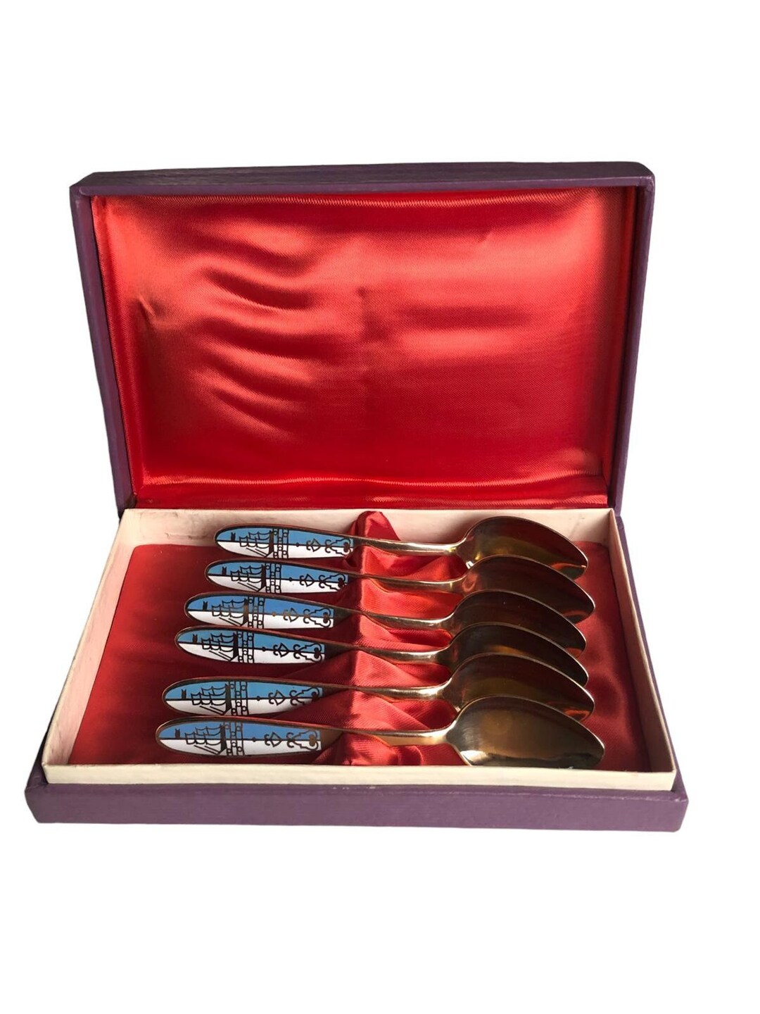 A Wonderful Set of Soviet Silver With Enamel Teaspoons - 875 Silver ...