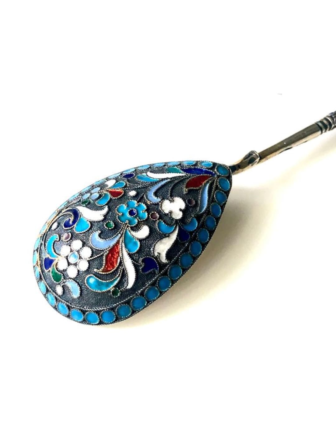 Antique Russian Imperial Solid Silver Caviar Spoon With Enamel 84 ...