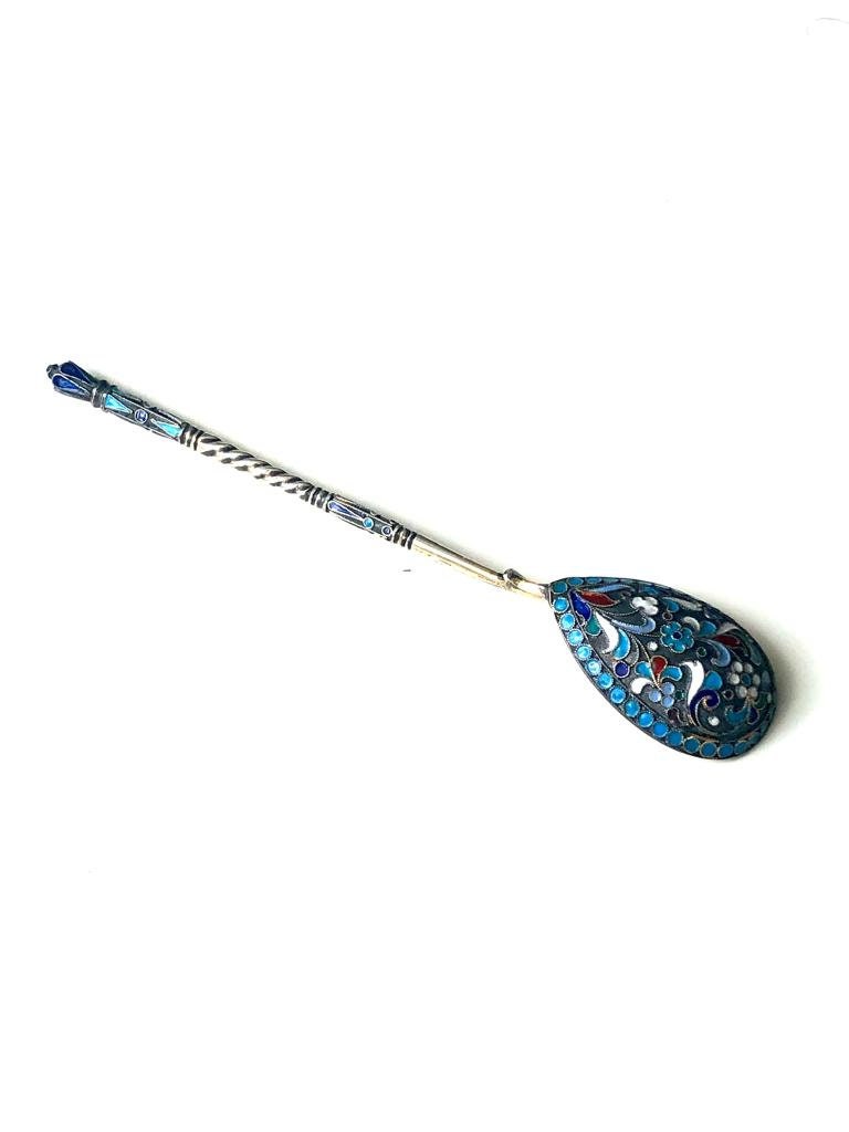 Antique Russian Imperial Solid Silver Caviar Spoon With Enamel 84 ...