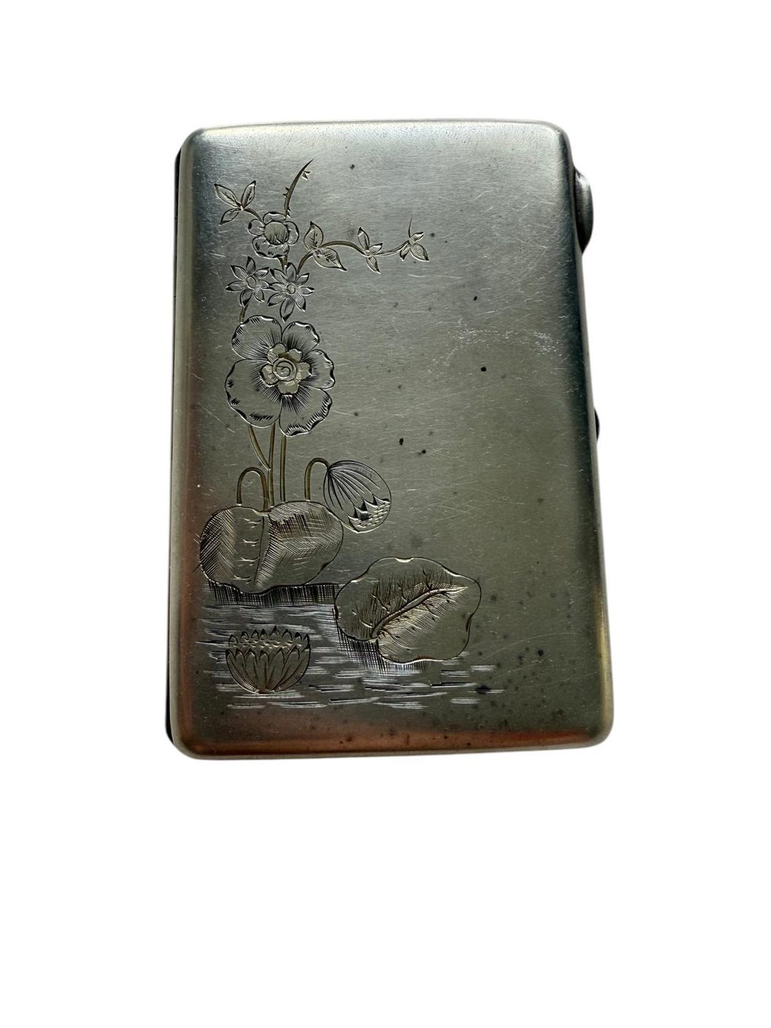 Antique Russian Silver Cigarette Case – 84 Zolotnik, Hand-etched Floral ...